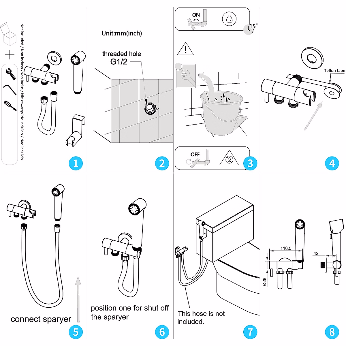 CREA Handheld Bidet Sprayer for Toilet,Adjustable Jet Sprayer Toilet Bidet Attachment,Ergonomic Hand Held Sprayer with Bidet Hose for Feminine Wash Cloth Diaper Sprayer Set,Stainless Steel Chrome