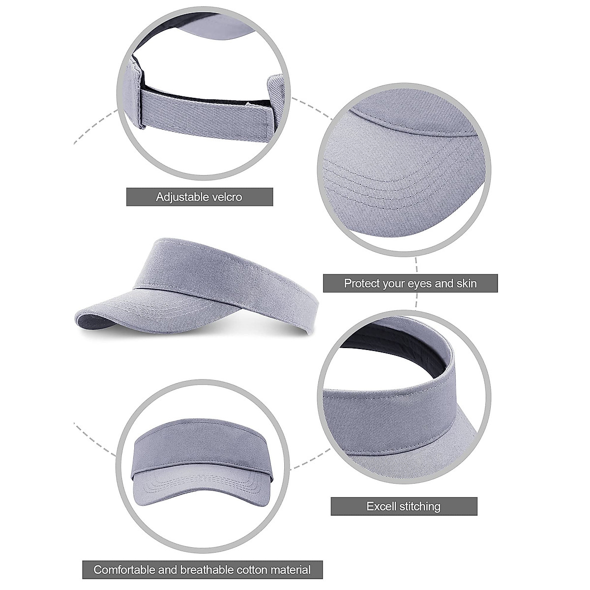 4 Pieces Kids Sports Sun Visor Hats Empty Top Baseball Cap Running Tennis Hats (Red, Light Gray, Navy Blue, Black)