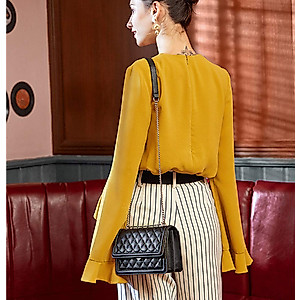 YXBQueen Handbags for Women Quilted Black Crossbody Flap Bag Small Chain Purses Black Quilted Purse