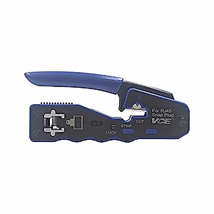 VCE RJ45 Pass Through Crimp Tool with Replacement Blades for Cat6a Cat6 Cat5e Cat5 Connector, All-in-One Ethernet Cable Crimping Tool Wire Stripper Cutter