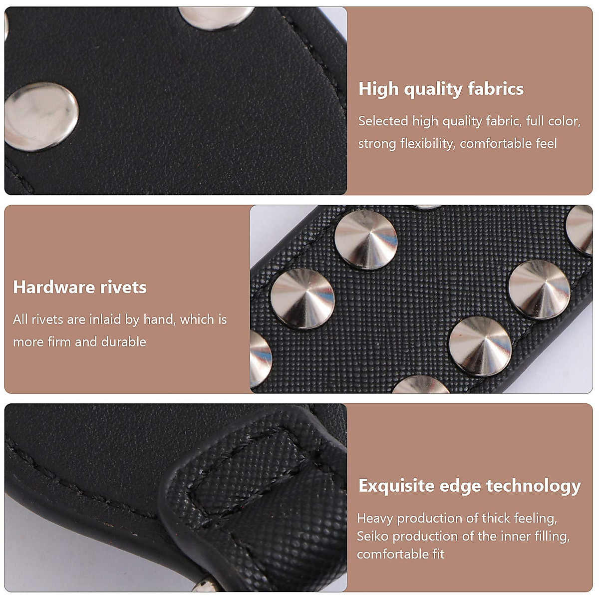 Artibetter Wide Leather Shoulder Bag Strap with siliver Studded Design Replacement Cross Body Handbag Purse Guitar Style Strap (Black)