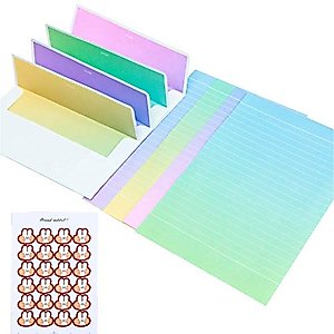 Halloluck 32 Colorful Writing Stationery Paper Letter Writing Paper with 16 Envelope, 4 Styles
