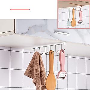 3 Pcs Mug Hooks Under Shelf, Cup Holder Under Cabinet, Coffee Mugs Cups Storage Rack Holder Hanger, Adhesive Drilling Free 6 Hook Coffee Cup Mug Holder Hanger for Kitchen Cabinet Shelf