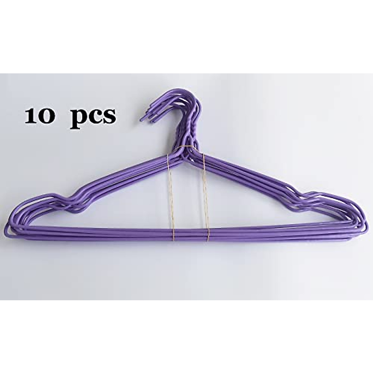 Decohomeforu 10 Pack Purple Wire Clothes Hangers, Heavy Duty Durable Coat Hangers, Lightweight Slim Space Saving Laundry Hangers, Non Slip Wardrobe Clothing Hangers, Suit Shirt Dress Trouser Hangers