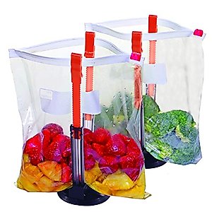 Jokari Suction Cup Fortified Baggy Rack 2 Pack For More Stability When Filling Plastic Freezer Storage Zip Lock Bags. Sturdy Clips Hold Containers Open to Pour Leftovers and Meal Prep Ingredients.