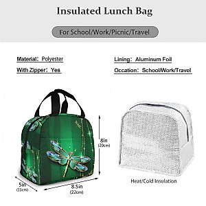 Mount Hour Dragonfly Green Insulated Lunch Box Reusable Cooler Tote Bag Waterproof Lunch Holder Gift for Women & Men Work Picnic or Travel