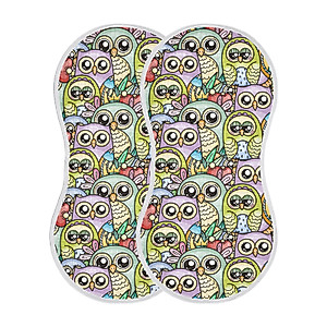 vvfelixl Muslin Burp Cloths Cute Cartoon Owls Baby Washcloths for Baby Girl Boys 2 Pack