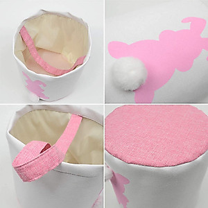 Viyorshop Easter Bunny Basket Bags Easter Rabbit Basket for Children Canvas Cotton Carrying Gift and Eggs Hunt Bag for Easter Eggs, Toys, Candy