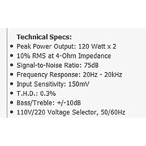 Pyle Home Home Audio Power Amplifier System - 2x75W Dual Channel Theater Power Stereo Receiver Box, Surround Sound w/ USB, RCA, AUX, LED, Remote, 12V Adapter - For Speaker, iPhone - Pyle PCAU35A