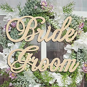 TOYANDONA Bride to be Sign 2pcs Wedding Chair Banner Bride Groom Wood Sign Letter Wall Hanging Decoration Wedding Photo Booth Prop Anniversary Party Decor Supplies Beige Bride and Groom Chair Signs