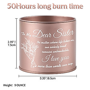 HITHESPO Sister Birthday Gifts, Sisters Gifts from Sister Brother, Sister Christmas Gifts, 9oz Lavender Scented Sister Candle Home Decor Best-Friend Gifts for Women BFF Bestie Big Sister