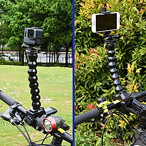 SIOTI Jaws Flex Clamp Mount with Adjustable Goose Neck and Cellphone Tripod Adapter Mount Compatible with GoPro Hero 11, 10, 9, 8, 7, 6, 5, 4, Session,Hero Cameras and DJI Osmo Action Cameras