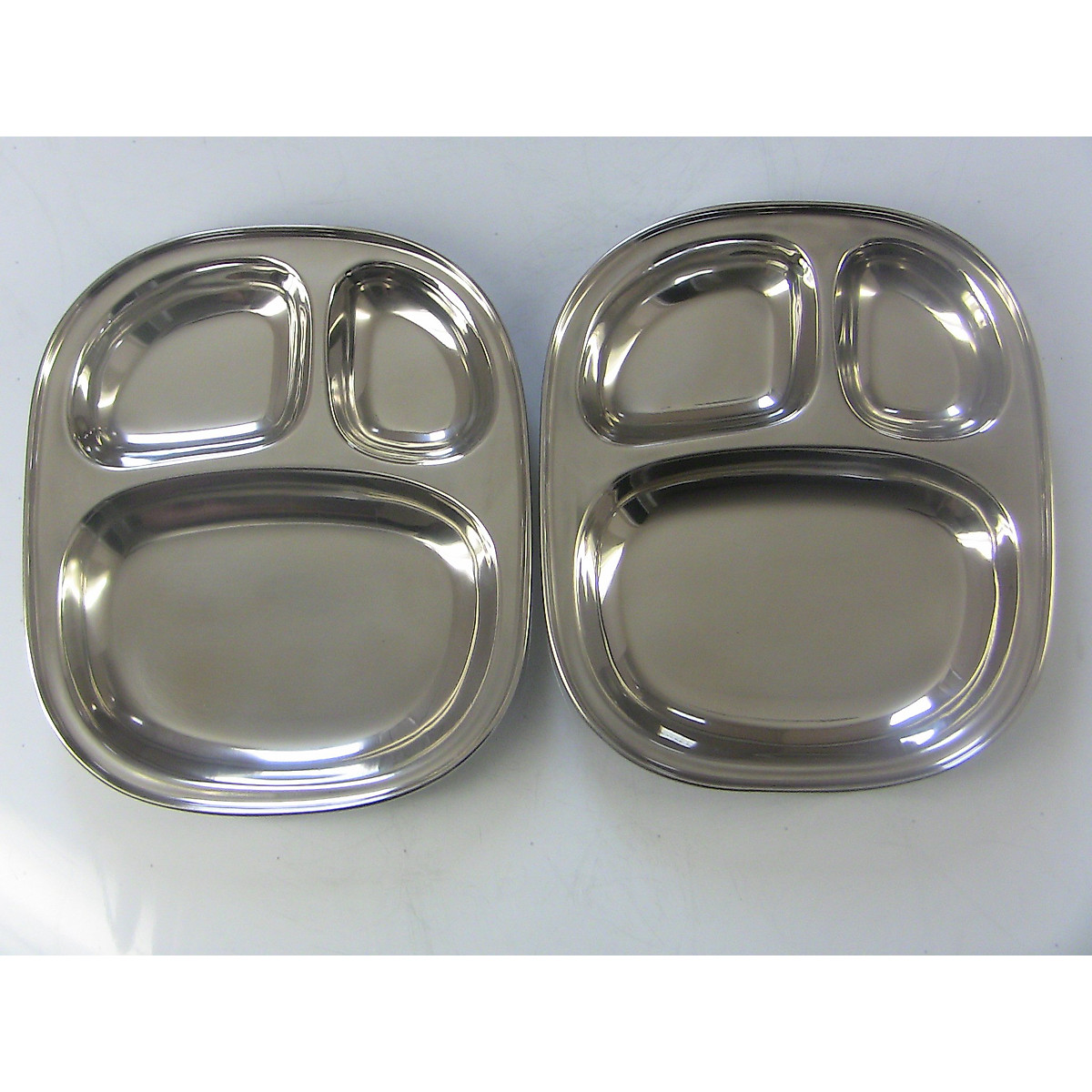 Qualways Kids's Tray - Divided Stainless Steel Tray Set of 2