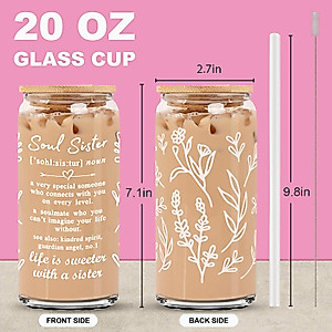 Hweijm Soul Sister Gifts, Best Friend Birthday Gifts for Women, Friendship Gifts, female Friends Friendship Birtdhay Gifts For BFF Besties, 20 Oz Soul Sister Coffee Glass