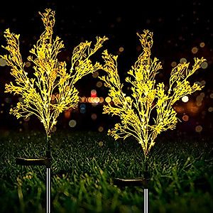 Neporal Solar-Garden-Lights-Outdoor-Decorative, Solar Flowers Lights Garden Lights Solar Powered IP65 Waterproof Fiber Optic Solar Garden Stake Lights for Yard Patio Garden Pathway 2 Pack
