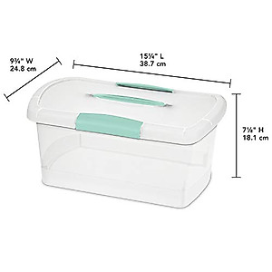 Sterilite 18748606 Medium Nesting ShowOffs, Clear with Blue Aquarium Handle and Latches, 6-Pack