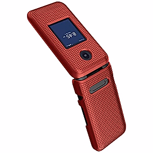 Case for Consumer Cellular Verve Snap Flip Phone, Nakedcellphone Slim Hard Shell Protector Cover with Grid Texture for for Z2336CC - Red