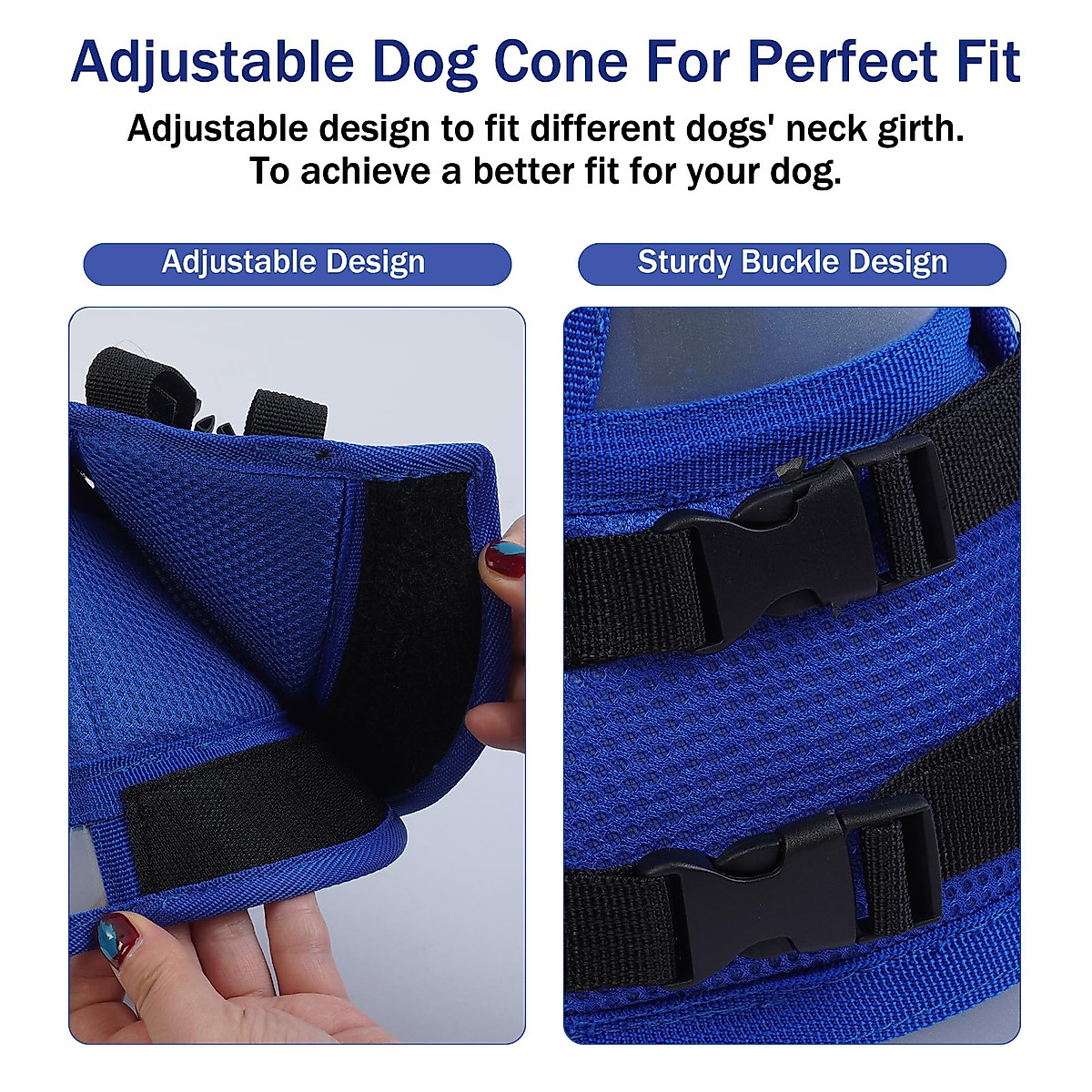QBLEEV Soft Dog Cone Collar, Dog Cone Alternative Breathable Dog Cone for Dogs After Surgery Adjustable Pet Dog Cones for Meidum Dogs Lightweight Dog Recovery Collars Elizabethan Collar Neck Cone M