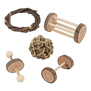 2sets Small Wood Syrian Chewing Light Chew Brown Cage Gerbils Pets Rabbits Chinchillas Bite Mini for Pet Exercise Plaything African Dumbbell Teeth Bird Grinding Toys Parrot