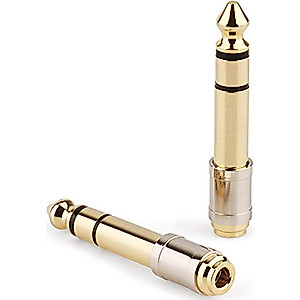 PASOW 1/4'' Male to 1/8'' Female Stereo Headphone Adapter 6.35mm to 3.5mm Audio Adapter Pure Copper for Headphone, Amplifier, Guitar, 2 Pack