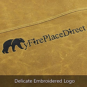 MyFirePlaceDirect Heavy Duty Waxed Canvas Log Carrier Tote Bag with Unique Embroidered Logo, Extra Large Durable Firewood Holder with Strong Comfort Handle, Heavy Duty Wood Carrying Bag Rust