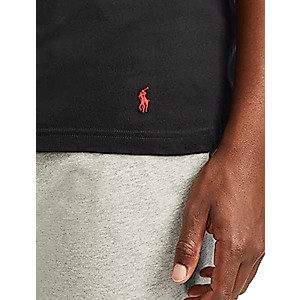 POLO Ralph Lauren Mens Classic Fit W/Wicking 3-Pack Crews Undershirt, Polo Black/Red, Large US