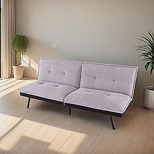 CH CHARME HOUSE Convertible Bed, Multi-Functional Design futon Couch with Adjustable Backrest, Modern Sleeper Sofa for Office, Living Room and Bedroom, Grey