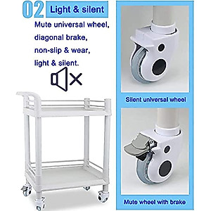 3 Tier Beauty Salon Rolling Trolley, Movable Mute Universal Wheel Hair Styling Salon SPA Tattoo Cart, Durable ABS Medical Tool