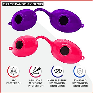 Super Sunnies UV Eye Protection FDA compliant Tanning Goggles Eyeshields, 2 Pairs in Random Colors