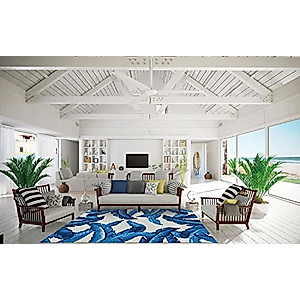 Couristan Covington Palm Leaves Indoor/ Outdoor Area Rug, 5'6" x 8', Blue-Ivory
