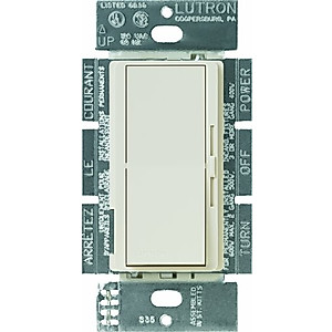 Lutron Diva Dimmer Switch for Incandescent Bulbs, 600-Watt/Single-Pole, DV-600P-LA, Light Almond
