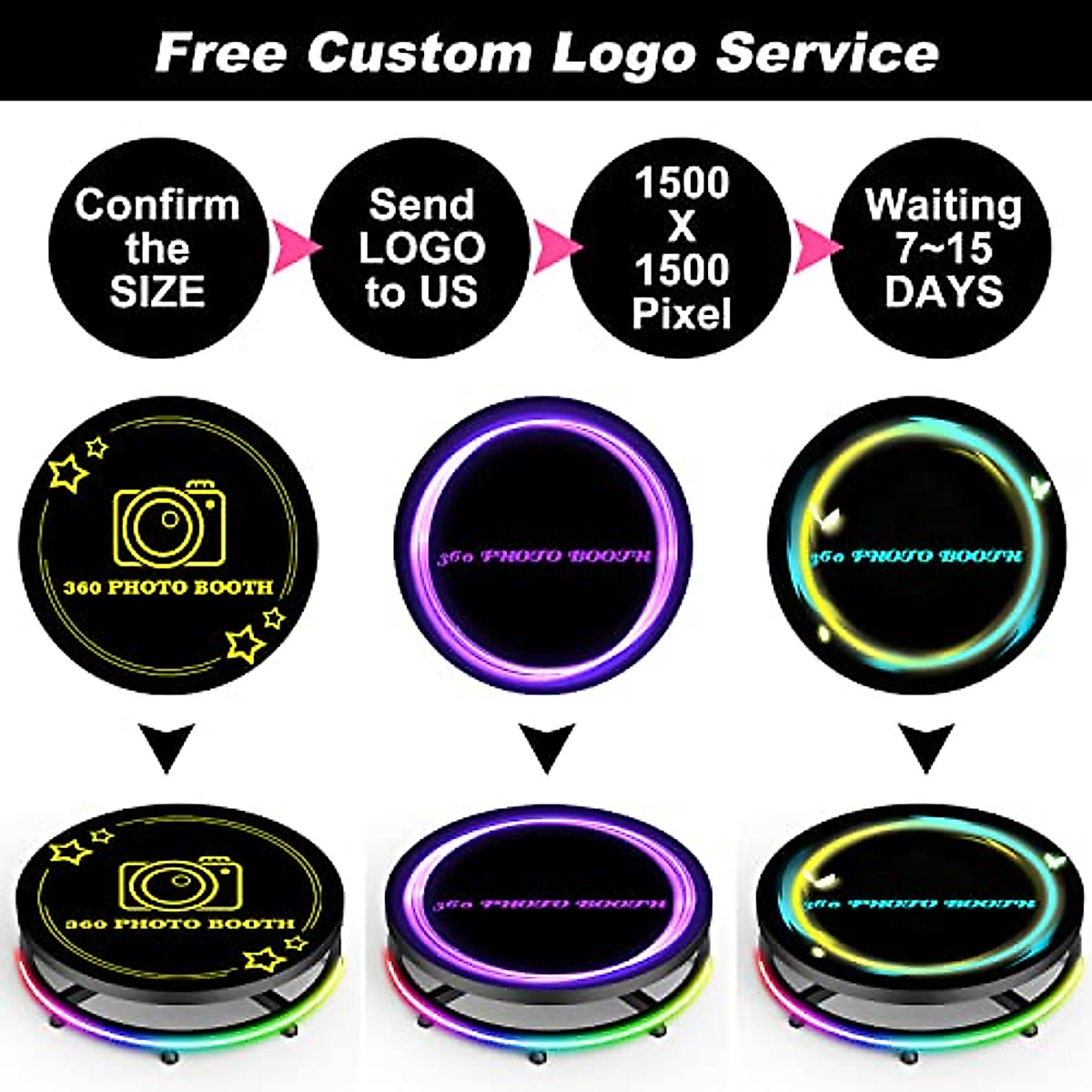 GGMEEK 360 Photo Booth Machine for Parties,360 Slow Motion Photo Booth, 2 People Stand on Remote Control Automatic Spin 360 Video Camera Booth Spinner 26.8'' with Flight Case