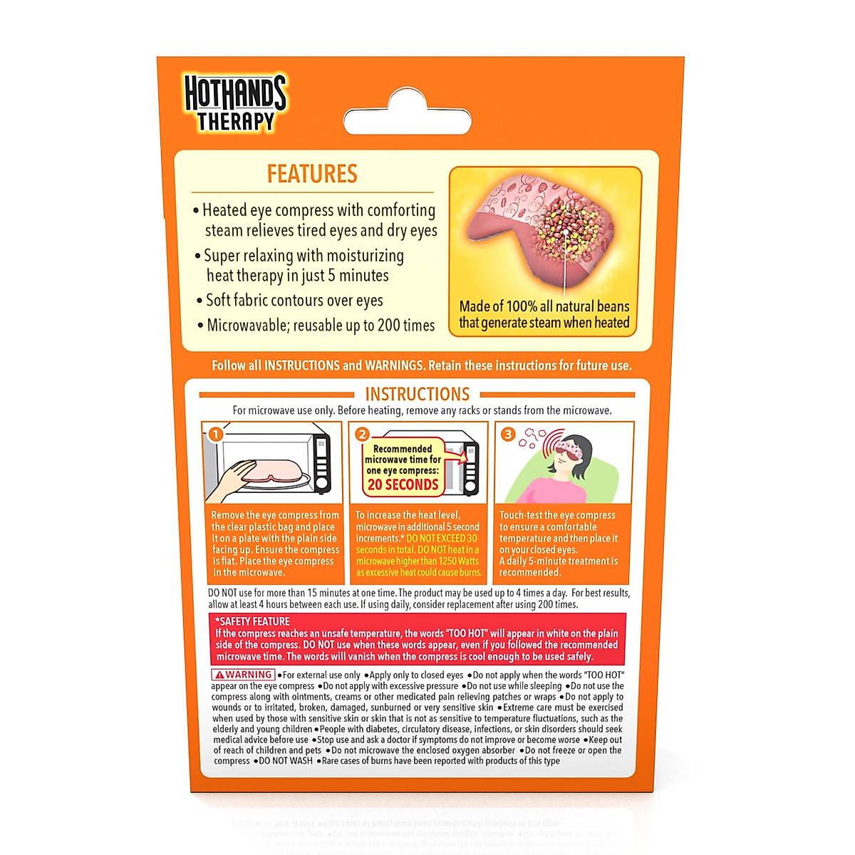 HotHands Steam Therapy Unscented Reusable Eye Pillow, Red, One Size