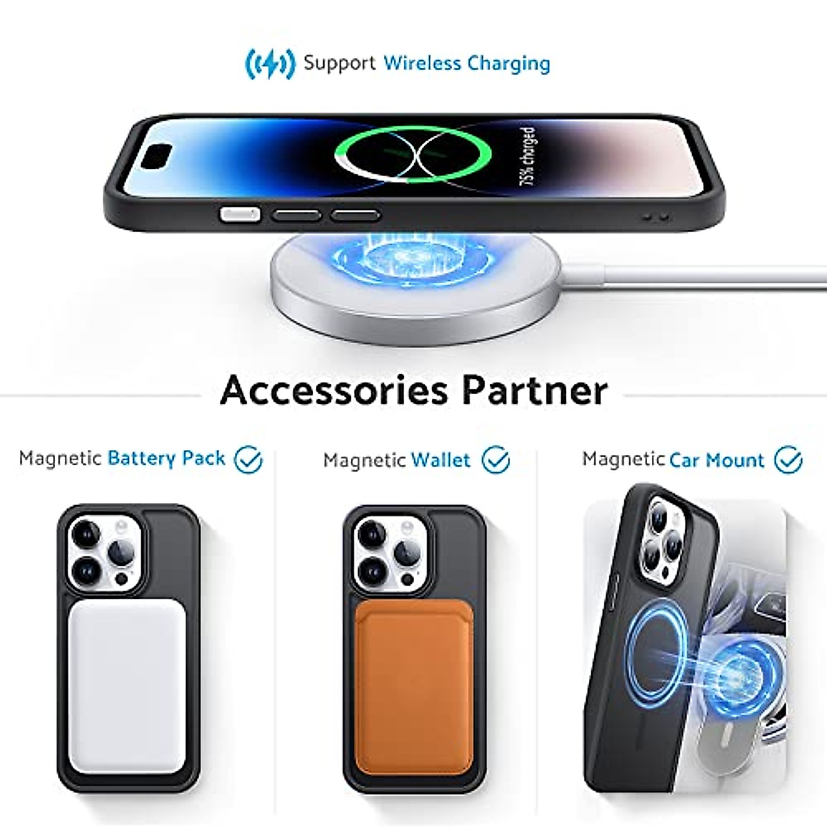 Anqrp Designed for iPhone 14 Pro Max Case, [Support Magsafe] Soft Silicone Slim Anti-Scratch Case for iPhone 14 Pro Max 6.7 inch, Black