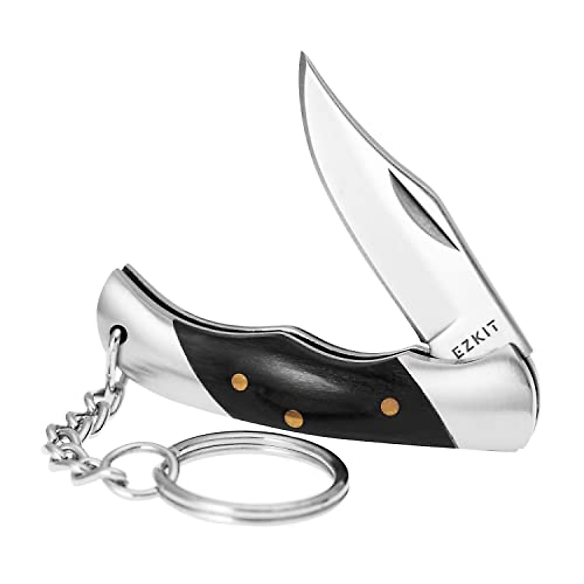 EZKIT Small Pocket Knife, EDC Knife with Stainless Steel and Wood Handle, Small Folding Knife, Blade Length1.5in