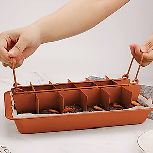 CGGYYZ Brownie Pan with Dividers and Removable Bottom, 18 Pre-slice Rectangle Non Stick Baking Pan, Carbon Steel Oven Bakeware Baking Set