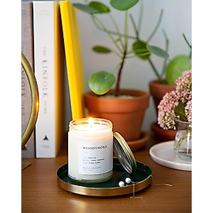 Brooklyn Candle Studio Woodsmoke Minimalist Candle - Luxury Scented Candle, Vegan Soy Wax, Hand Poured in The USA, 50 Hour Slow Burn Time - 7.5oz