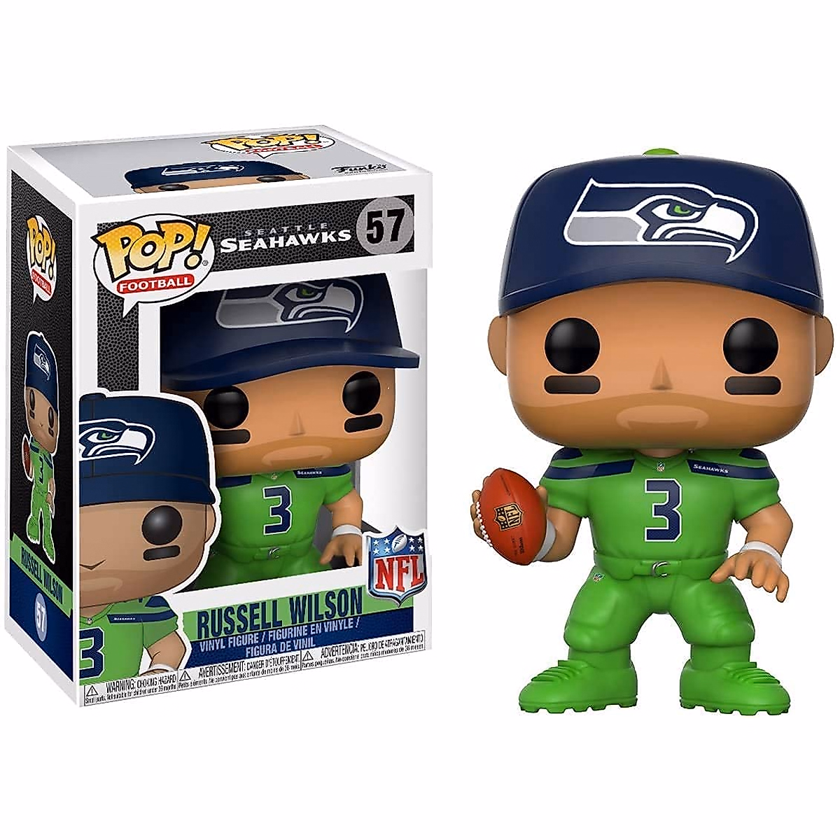 Funko Pop NFL: Seattle Seahawks Russell Wilson (Color Rush) #57 Vinyl Figure (Bundled with Pop Protector)