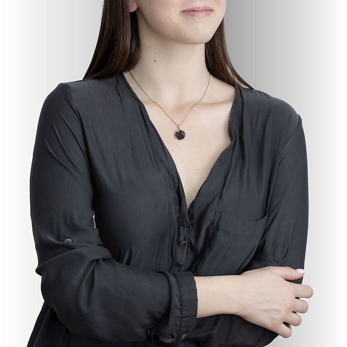 925 Sterling Silver Black Fire Opal Vintage Style Large Pendant; Libra October Birthstone; Dainty Black Stone Pendant; Handmade Antique Style Black Opal Necklace For Classy Women