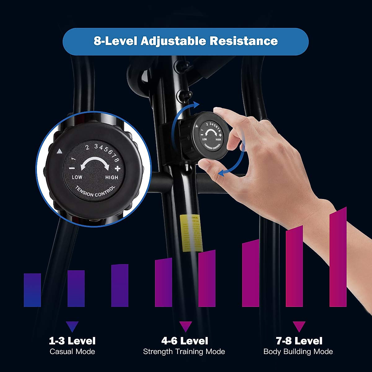 Goplus Elliptical Machine Trainer, Cross Trainer Magnetic Exercise Machine for Home with 8 Level Resistance and Digital Monitor and Extra-Large Pedal (Black)
