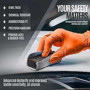 MED PRIDE Maxx Strength Nitrile Industrial Gloves, 8 Mil Thick [100 Gloves/Medium] - Diamond Texture Disposable Safety- Heavy-Duty, Tear-Resistant Mechanic Automotive Food Handling Gloves- Orange