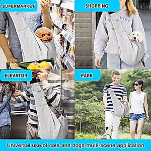 Kanemc Dog Sling Carrier for Small Dogs Cat Puppy Pets Up to 16.5lbs, Comfy Hard Bottom Support, Adjustable Padded Shoulder Strap, Hands-Free Dog Carrier Sling Bag for Outdoor Travel