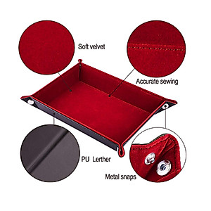 LYYXLL - 3 Pack Dice Tray for Rolling RPG DND Table Games Rectangle Folding PU Leather Tray Candy Holder Storage Box