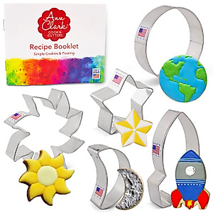 Space Exploration Cookie Cutter 5-Pc Set Made in USA by Ann Clark, Rocket, Planet, Sun, Star, Moon