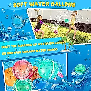 Reusable Water Balloons for kids, Summer Party, Bath Toy, Water Battle Game, Water Park, Latex-Free Silicone Fast Self-Sealing Water Bomb Splash Fun for Kids and Adults (Pack 16)