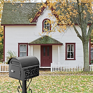 AIEX 2 Inch Vinyl Reflective Mailbox Number Stickers, 4 Sheets Waterproof Self-Adhesive Mailbox Decals with 2pcs Flower Border Decoration for Outside Sign Window Door Car House Address Numbers (Black)