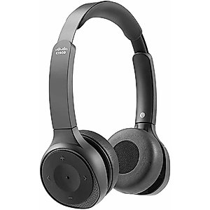 CISCO Headset 730, Wireless Dual On-Ear Bluetooth Headset with Case, USB-A HD Bluetooth Adapter, USB-A and 3.5mm Cables, Carbon Black, 1-Year Limited Liability Warranty (HS-WL-730-BUNA-C)