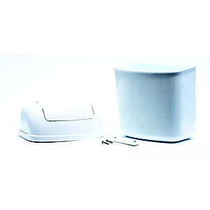 Camco RV Cabinet Mount Trash Can | Ideal for Tight Spaces in RVs, Boats, Dorms, Kitchens, Bathrooms, Laundry Rooms, and More | Spring-Top Lid | 3-Quart, White (43961)