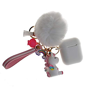 Unicorn Aiprod 1 2 Case with Keychain/Fur Ball/Strap (White)