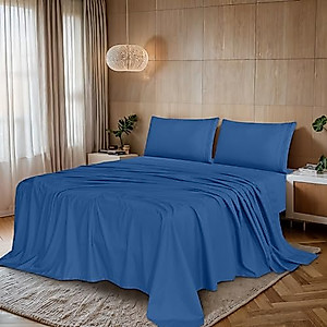 RUVANTI Full Size Sheets Set, Brushed Microfiber Sheets 4 Pieces (1 Fitted Sheet, 1 Flat Sheet, 2 Pillowcases), with 15-inch Deep Pockets, Lightweight & Compfy Premium Hotel Bedding, Royal Blue